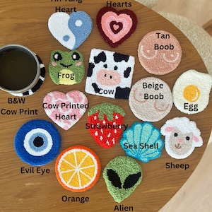 Cute Coffee Table Coaster Set,punch Needle Mug Rugs,custom Tufted ...