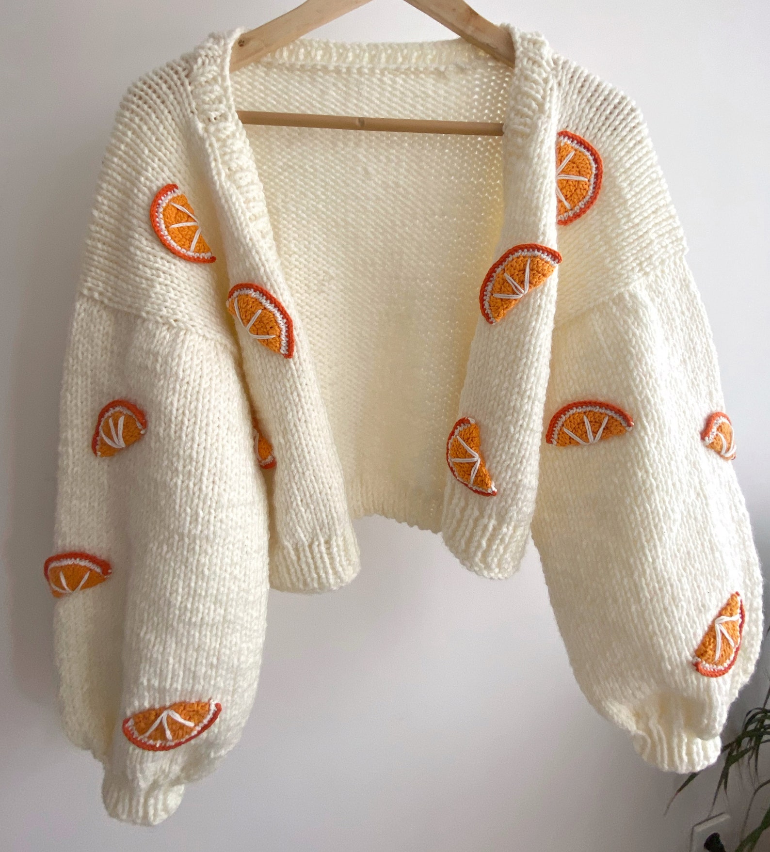 Hand Knit Chunky Orange Cardigansoft Fruity Women - Etsy