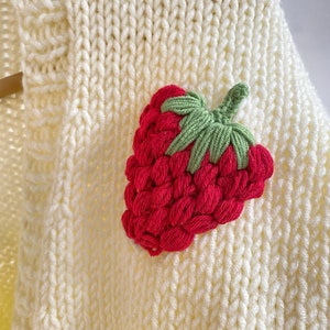 Hand Knit Chunky Strawberry Cardigan,soft Women Sweater,handmade Crop ...