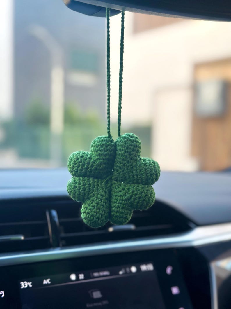 Lucky Clover Punch Needle Car Coasters,green Car Accessories,cold Drink ...