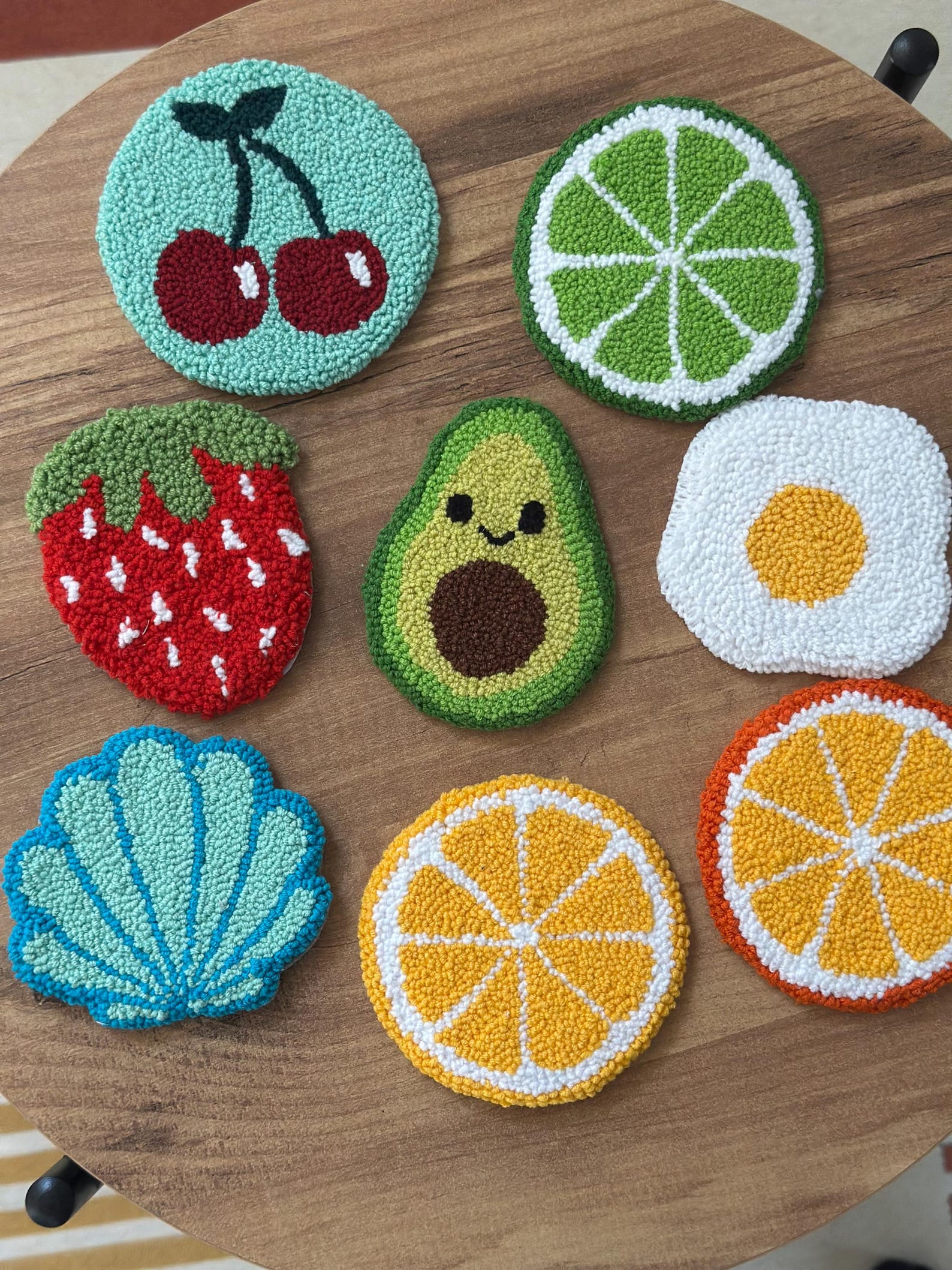 Cute Coffee Table Fruit Coaster Set,punch Needle Mug Rugs,tufted ...