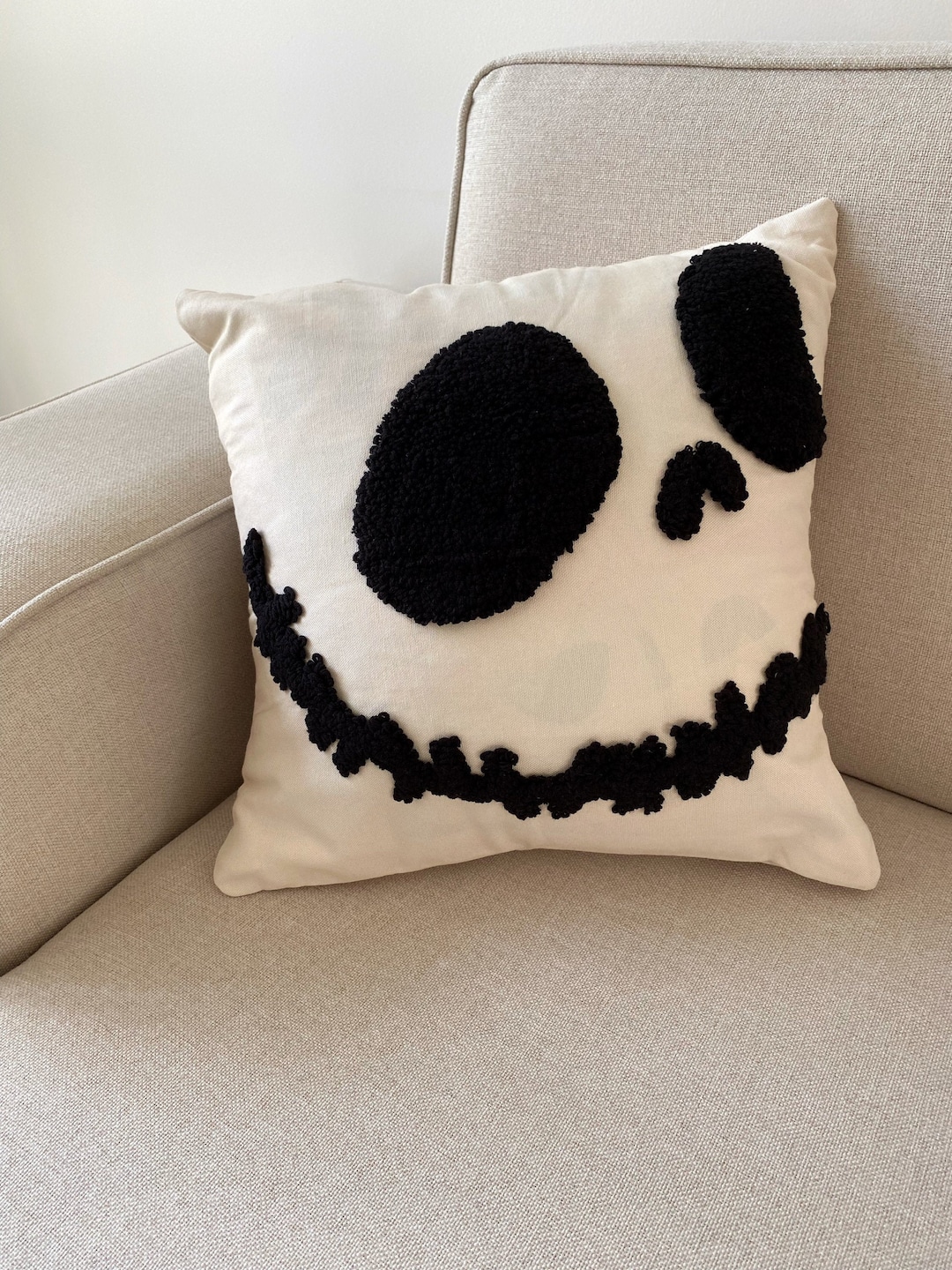 Hand Tufted Halloween Pillow Cover,skull Embroidered Cushion Cover,fall ...