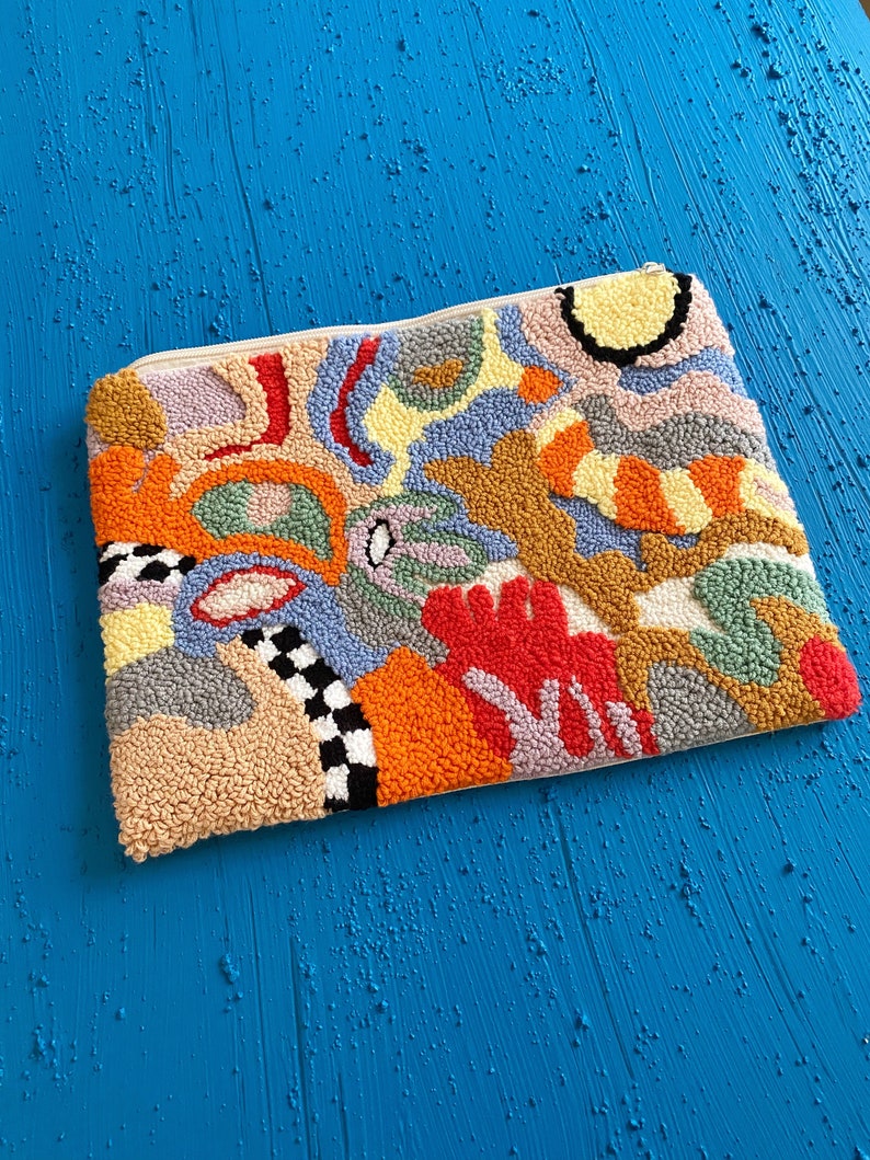 Hand Tufted Punch Needle Clutch Bag, Embroidered Hand Bag,custom Cotton ...