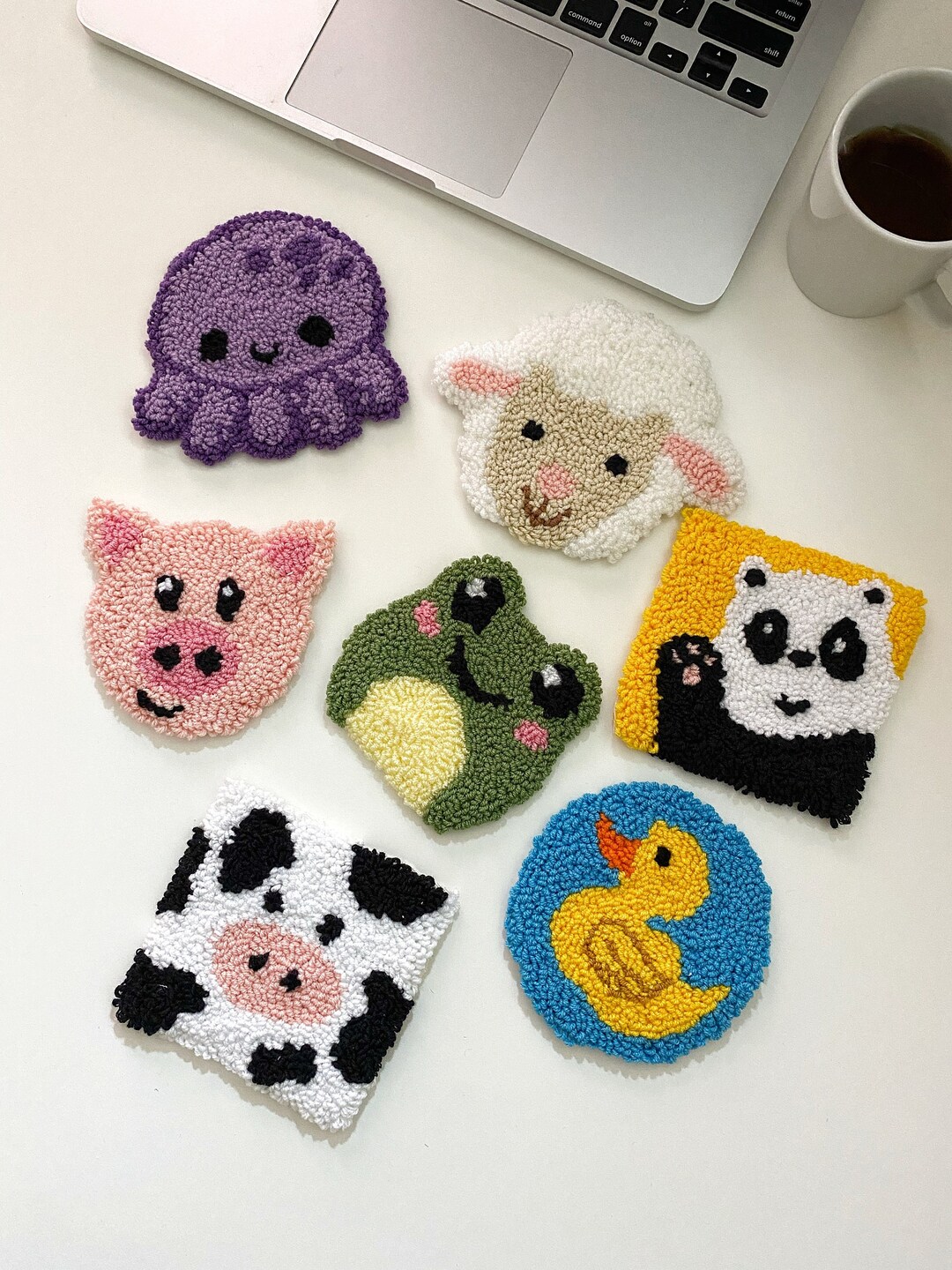 Customizable Hand Tufted Punch Needle Coaster,decorative Y2k Fun Mug ...