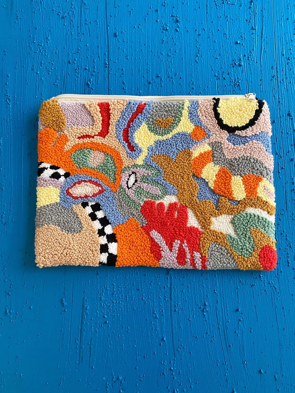 Hand Tufted Punch Needle Clutch Bag, Embroidered Hand Bag,custom Cotton ...