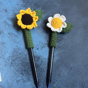 Crochet Sun Flower Pencil Topper,cute Daisy Pen Topper,crochet Pencil ...