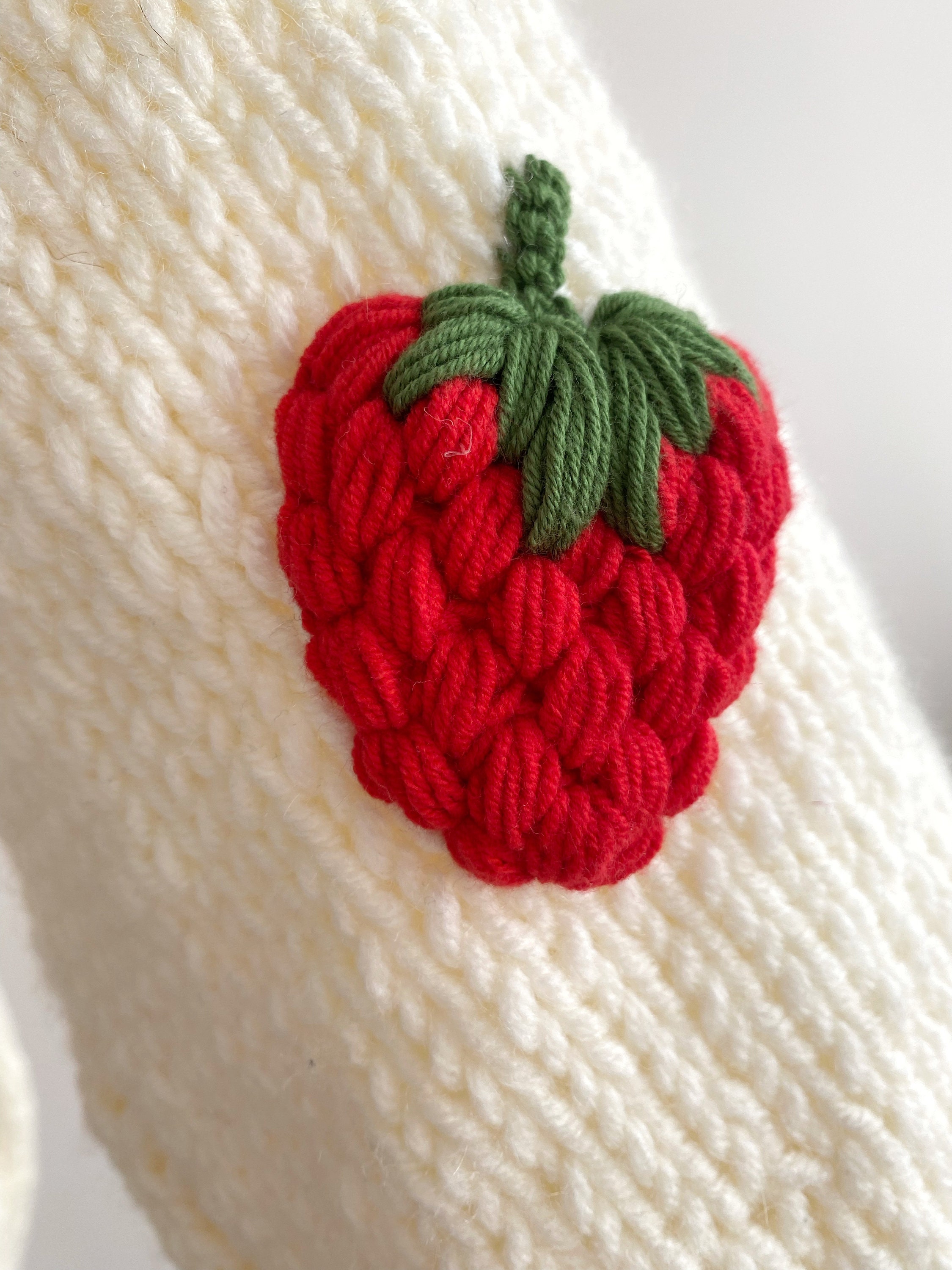 Hand Knit Chunky Strawberry Cardigansoft Women | Etsy