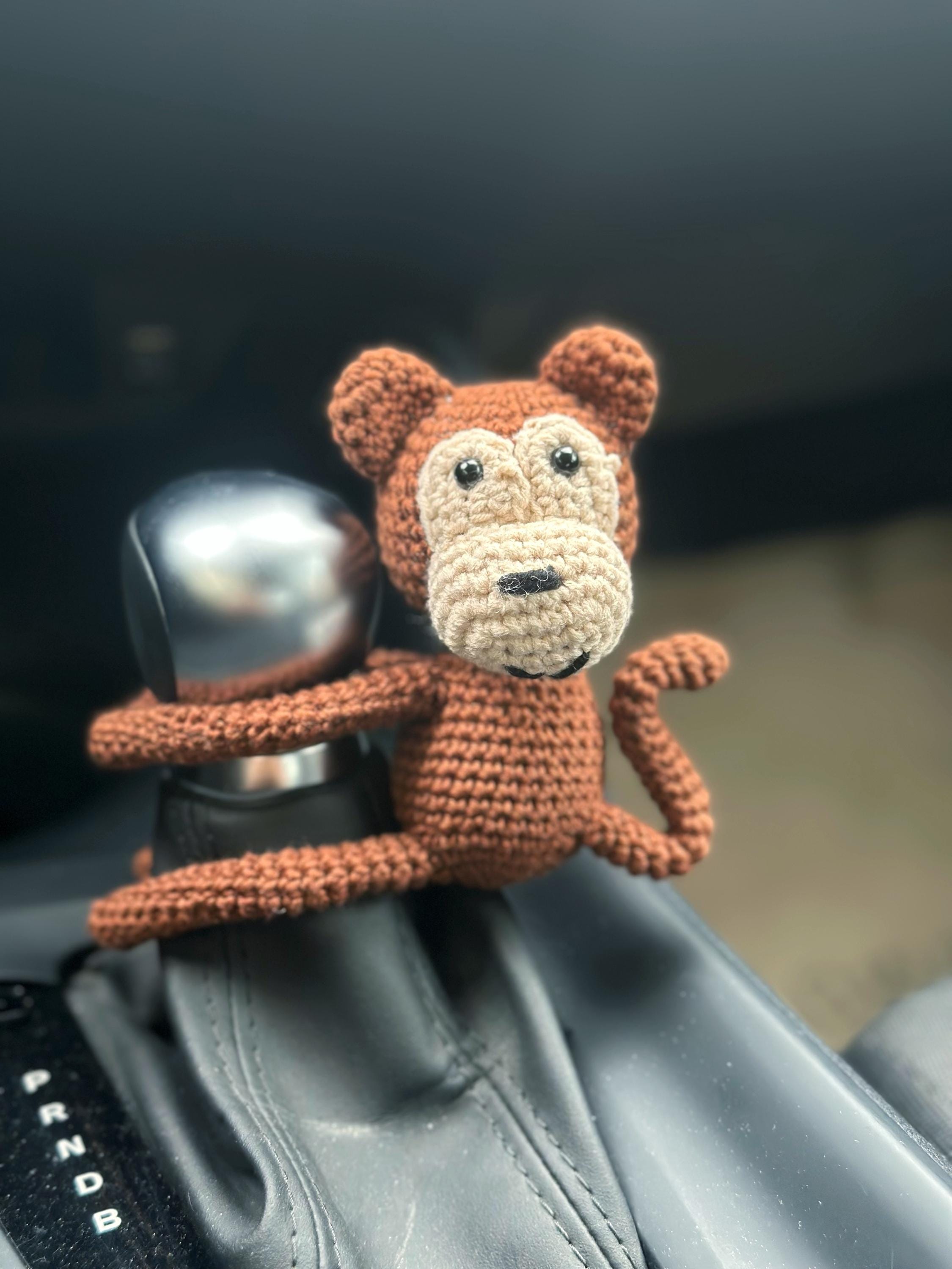 Cute Amigurumi Monkey Steering Wheel Accessory, Crochet Cow Gear Shift ...