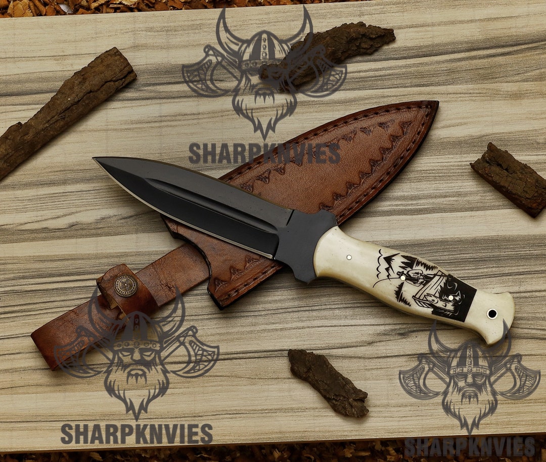 Exquisite Handcrafted Dagger Boot Knife Camel Bone Handle With ...