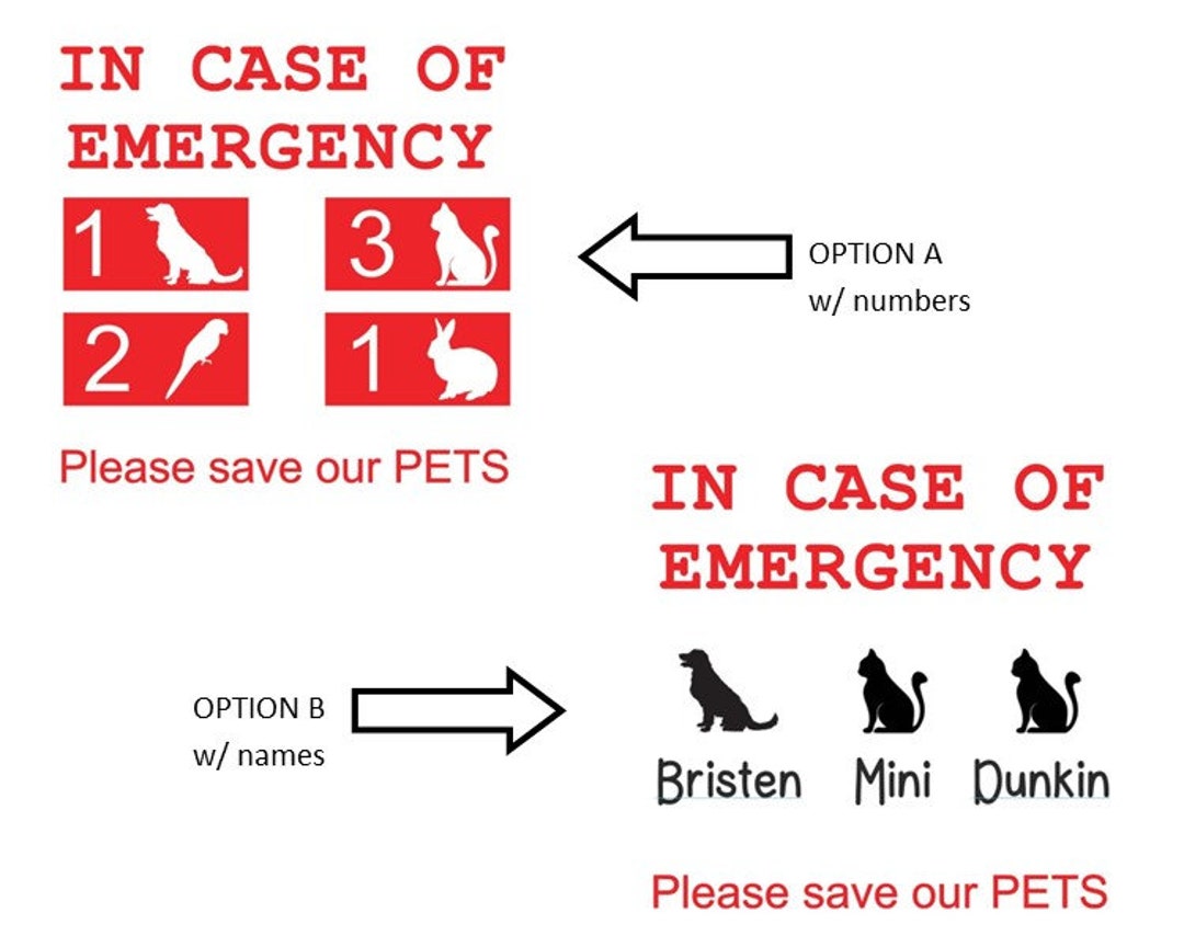 Emergency Pet Sticker Customized in Case of Emergency Pet - Etsy