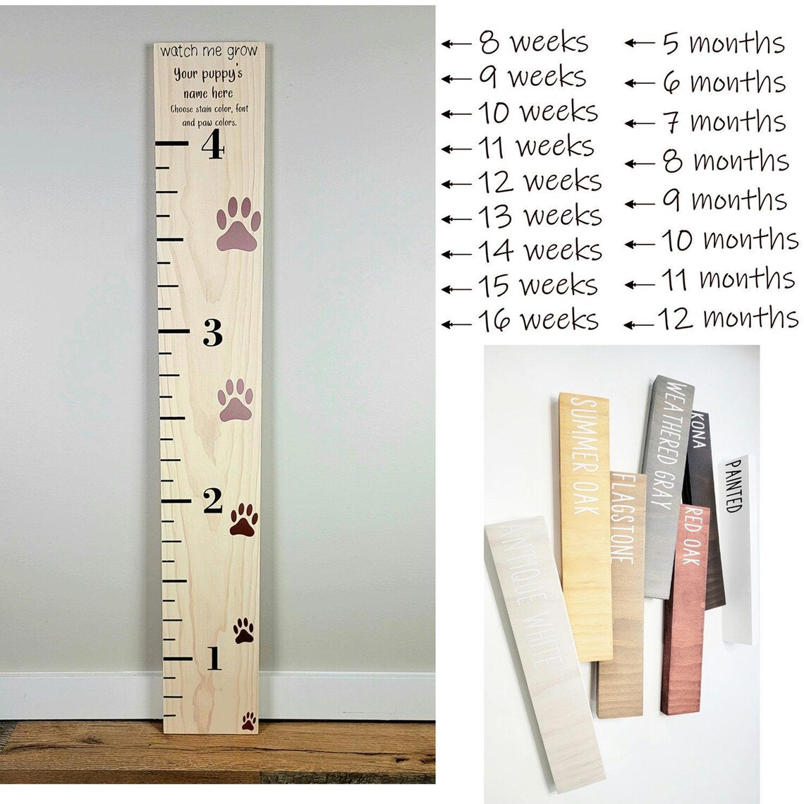 Puppy Growth Chart With Age Markers - Personalized, Dog Growth Chart ...
