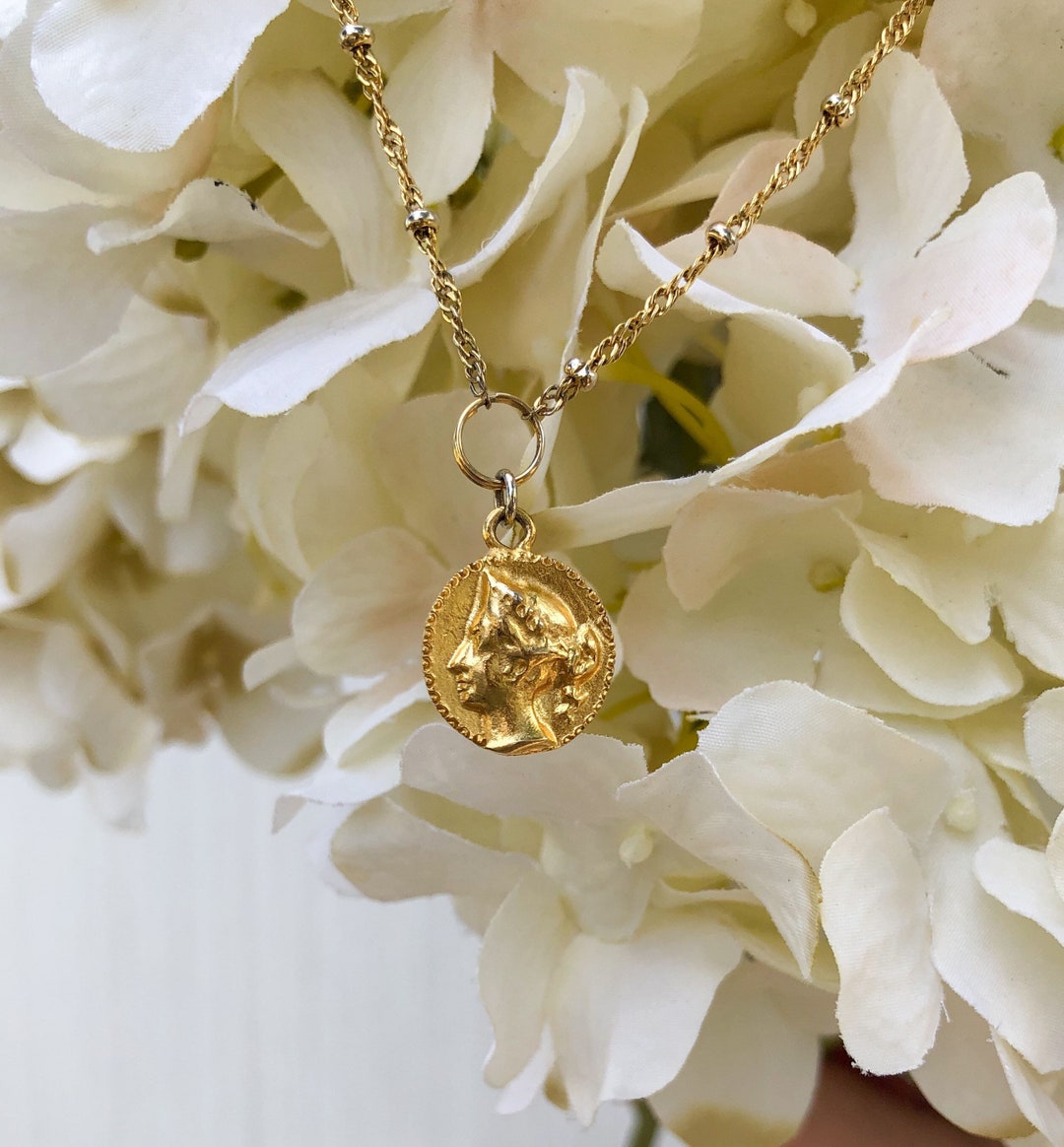 Circe Greek Bust Gold Charm Necklace - Etsy