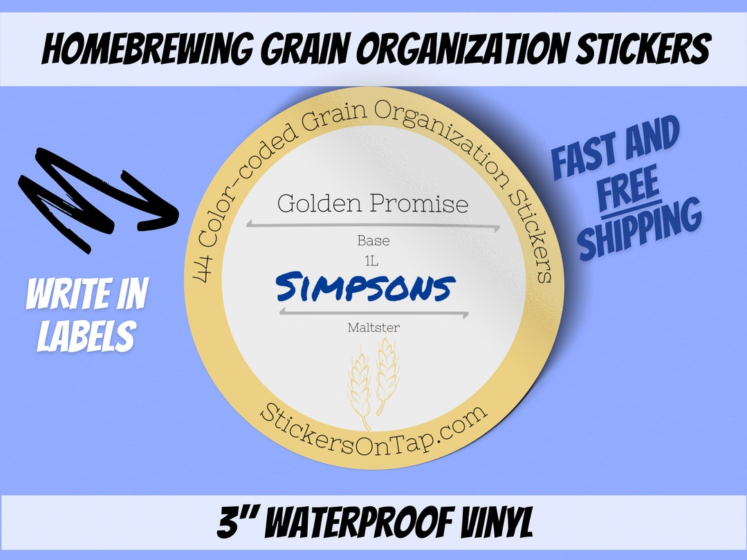 Color-coded Grain Organization Stickers, Custom Homebrew Beer Label, 3 ...