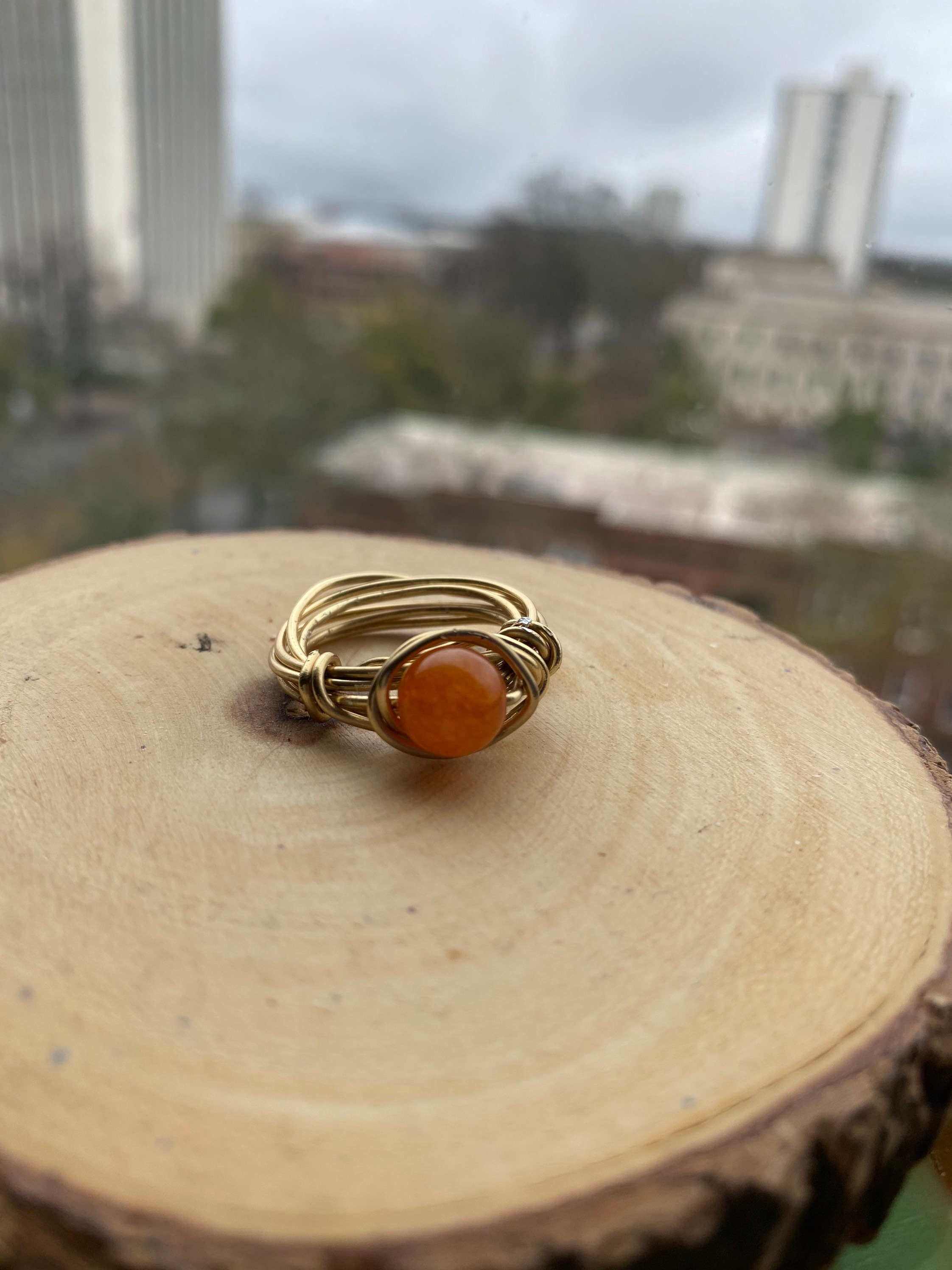 Orange Stone Ring - Etsy