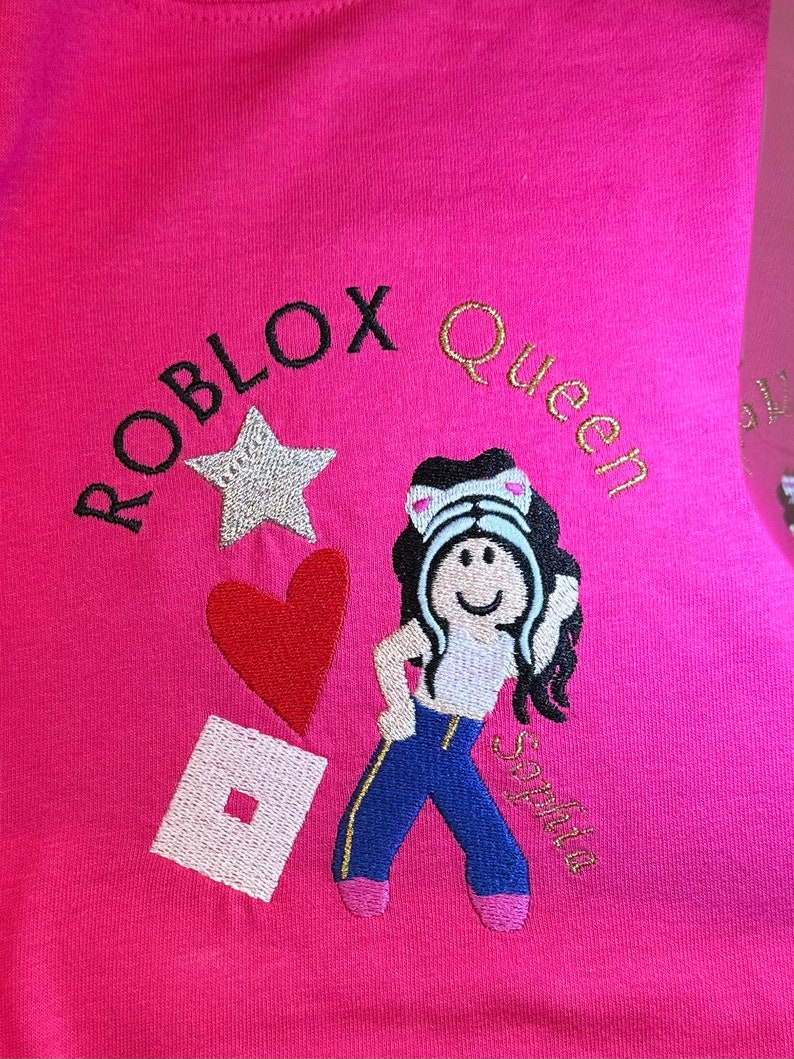 Roblox Queen, Girl T-shirt, Love Roblox, Gift Embroidered Shirt, High ...