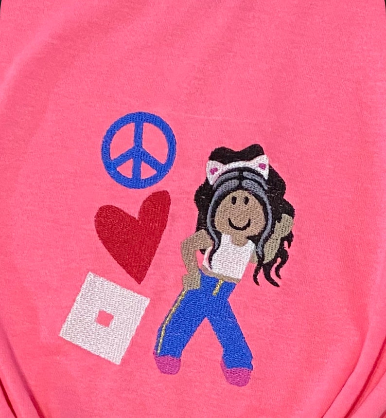 Embroidered Roblox T-shirt: Peace, Love, Gaming Avatar Girl Gift - Etsy