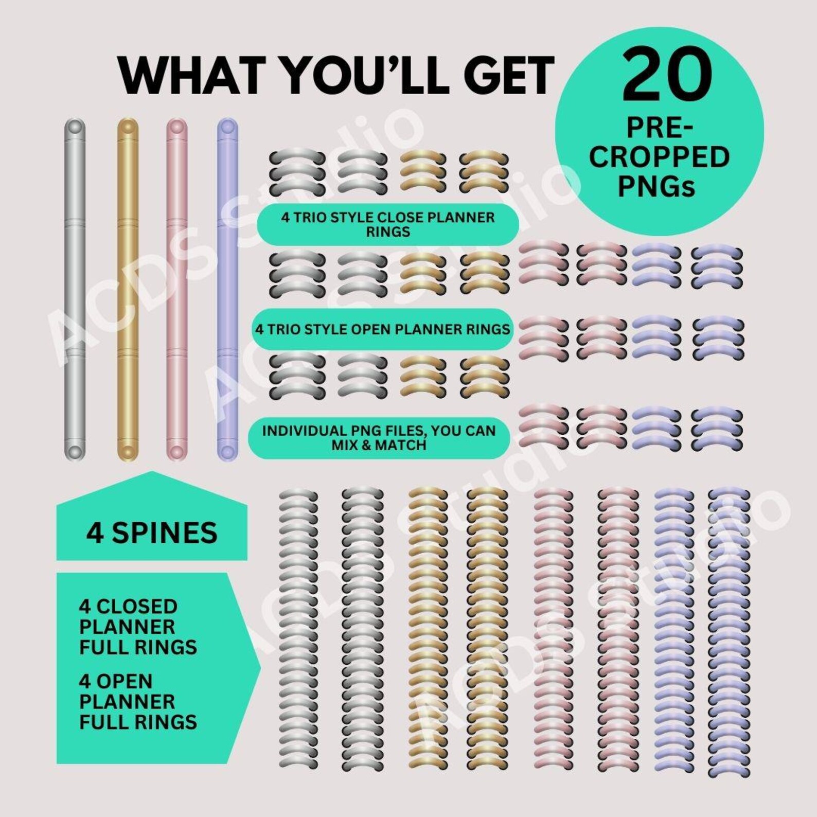 Digital Ring Binders and Spine Set - Etsy