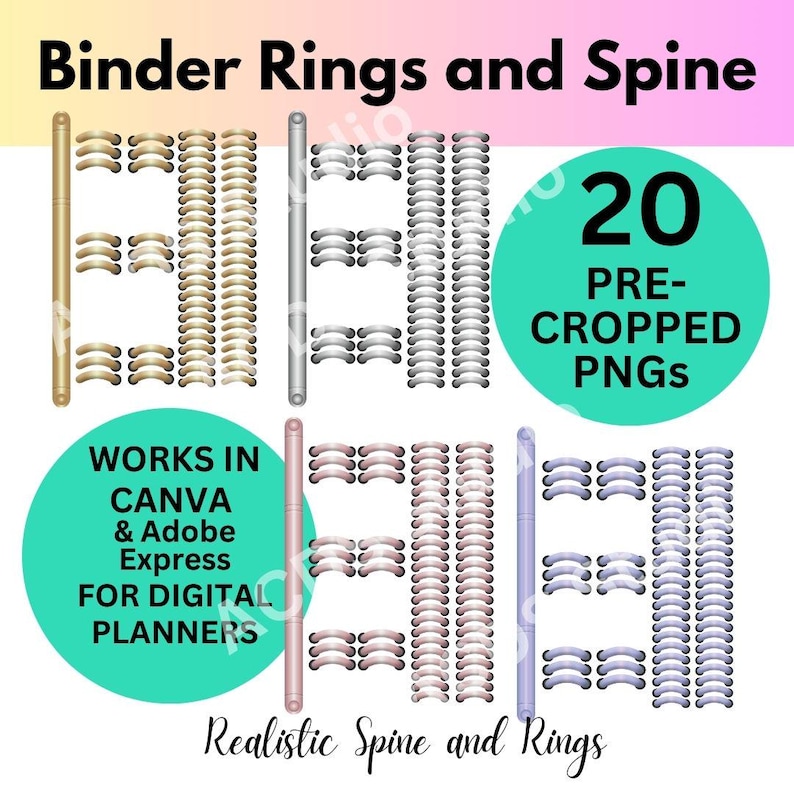 Digital Ring Binders and Spine Set - Etsy