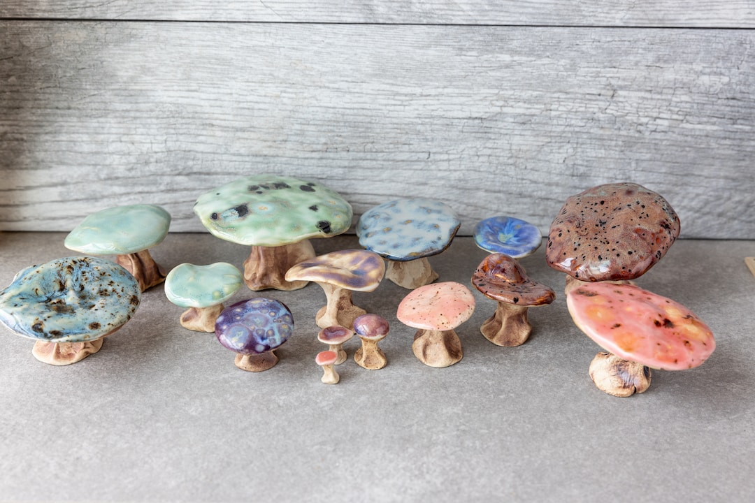 Small Ceramic Mushrooms // Tiny Mushroom Decor // Decorative Mushrooms ...