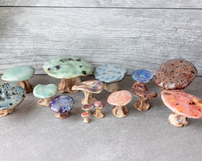 Small Ceramic Mushrooms // Tiny Mushroom Decor // Decorative Mushrooms ...