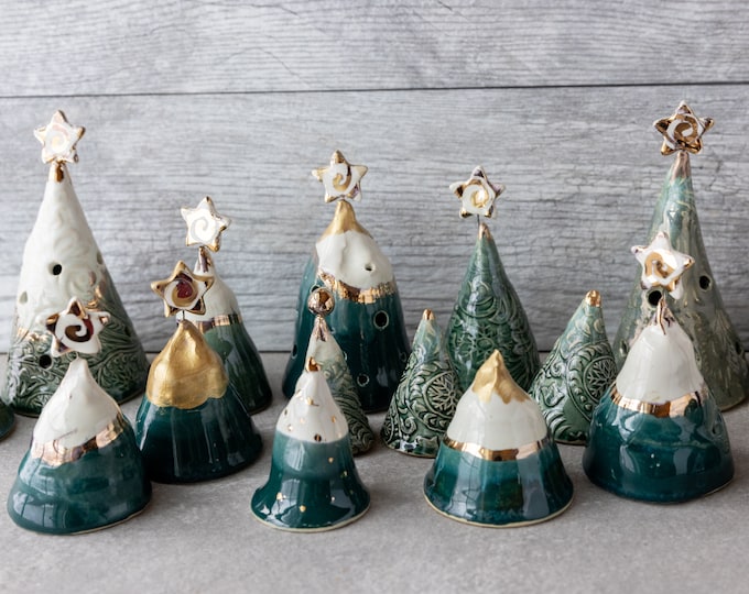 Pottery Christmas Trees // Handmade Fancy Ceramic Trees // Unique ...