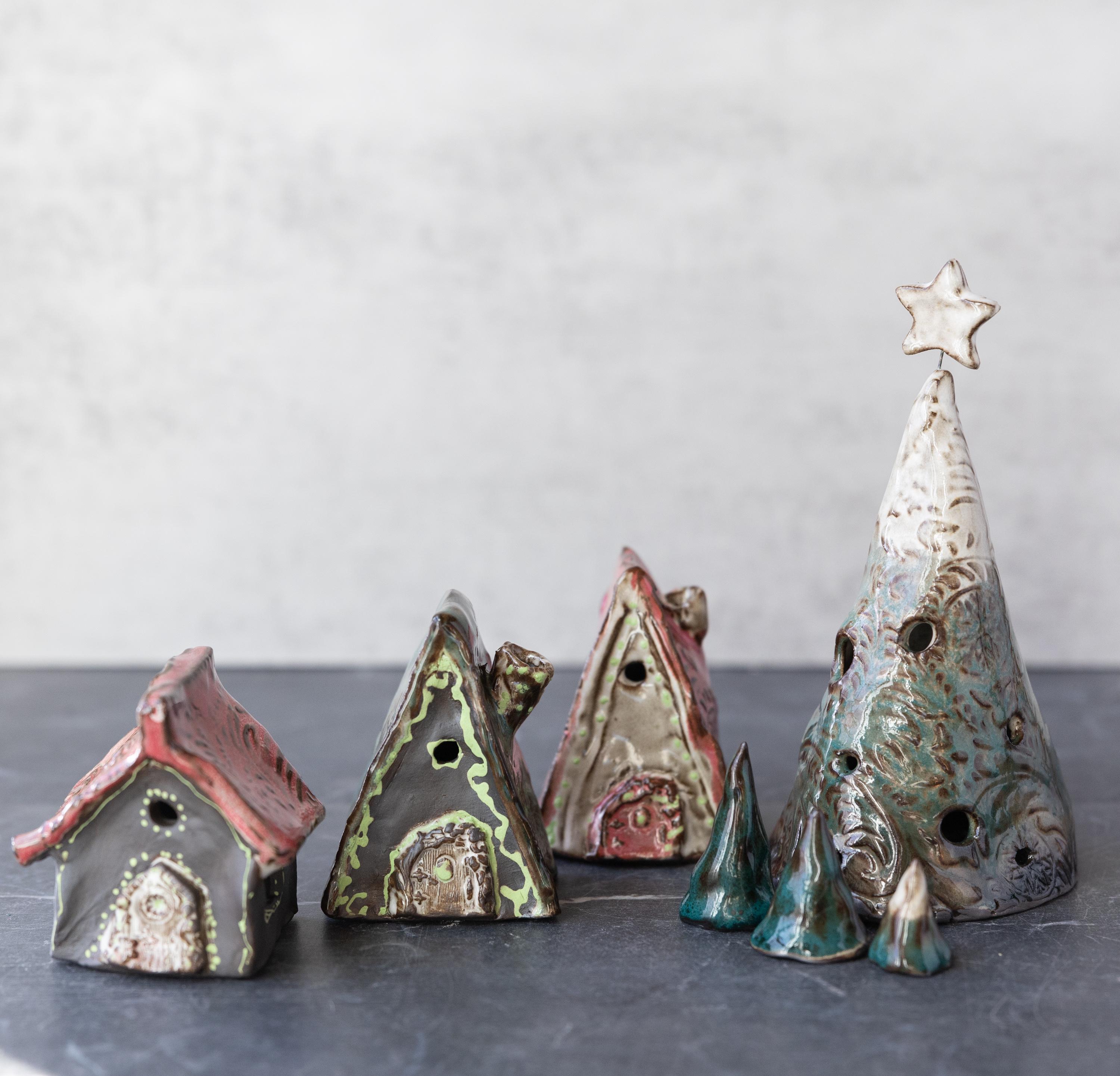 Alpine Pottery Cottages // Christmas Village Houses // Ceramic Holiday ...