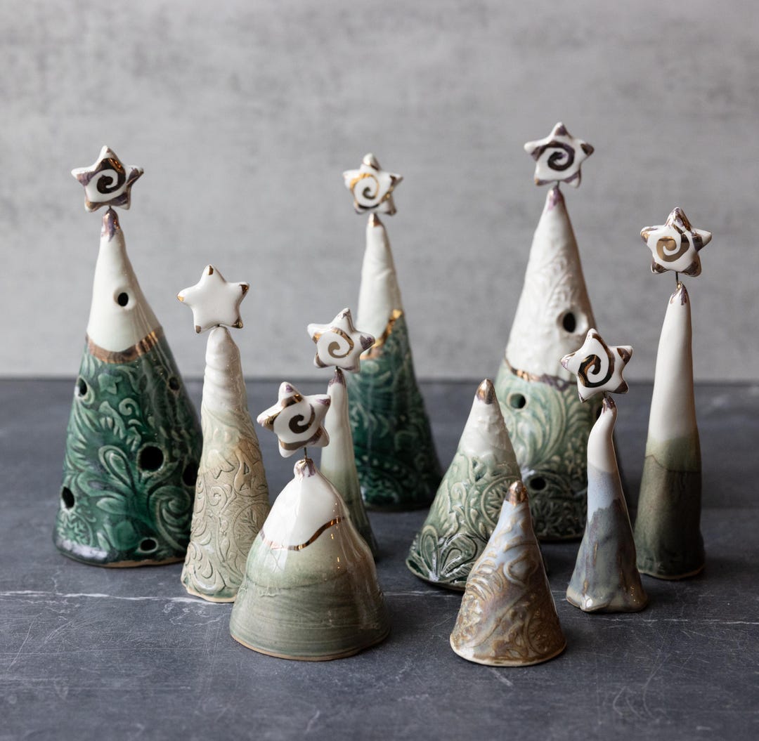 Pottery Christmas Trees // Handmade Fancy Ceramic Trees // Unique ...