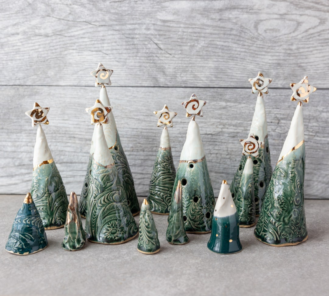 Pottery Christmas Trees // Handmade Fancy Ceramic Trees // Unique ...