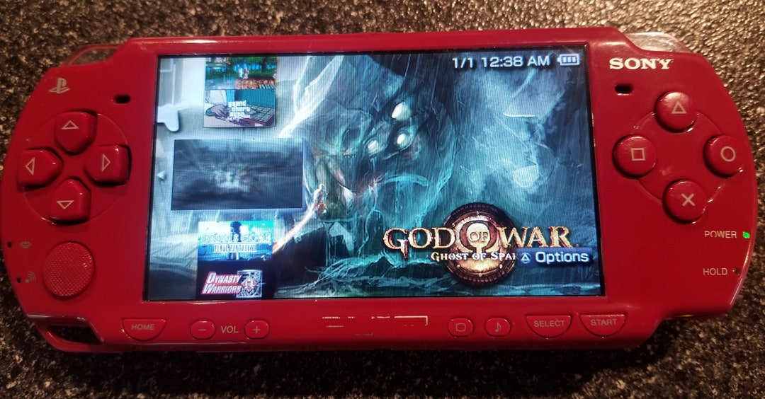 Sony PSP 2000 NTSC 2001 Red God of War Edition Slim Handheld Console ...