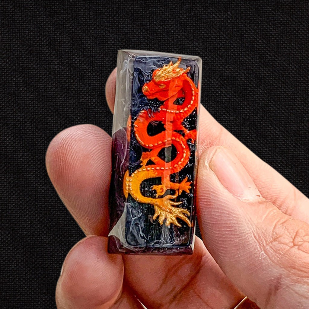 Asian Dragon Artisan Keycap, Shift Keycap 2u Keycap, Red Dragon Keycap ...