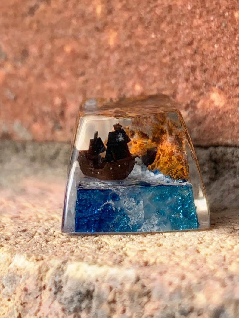 Pirate Boat Keycap, Skull Island Keycap, Resin Artisan Keycap, Cherry ...