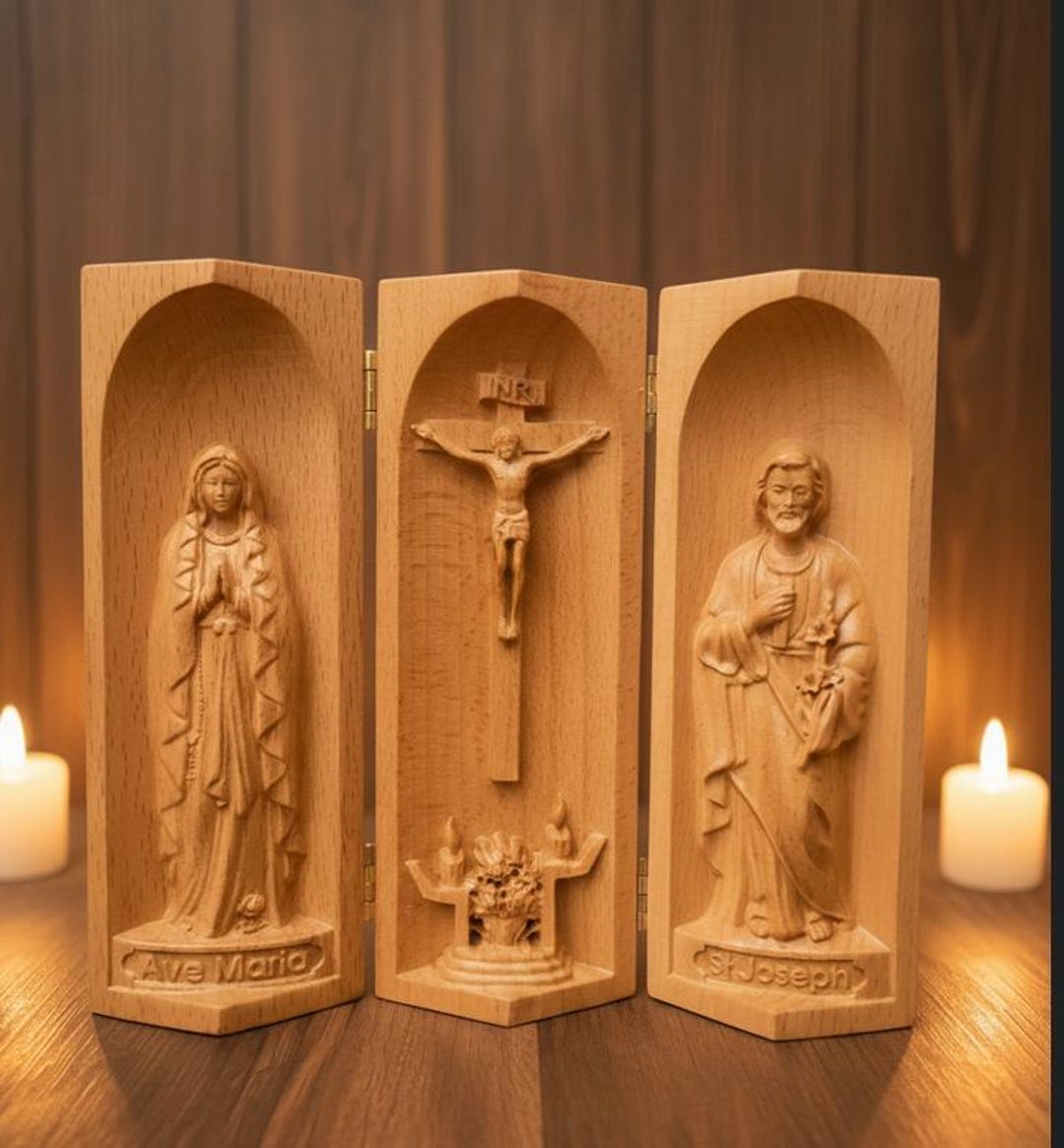 Wooden Carved Portable Altar Catholic, First Communion Gift, Carved ...