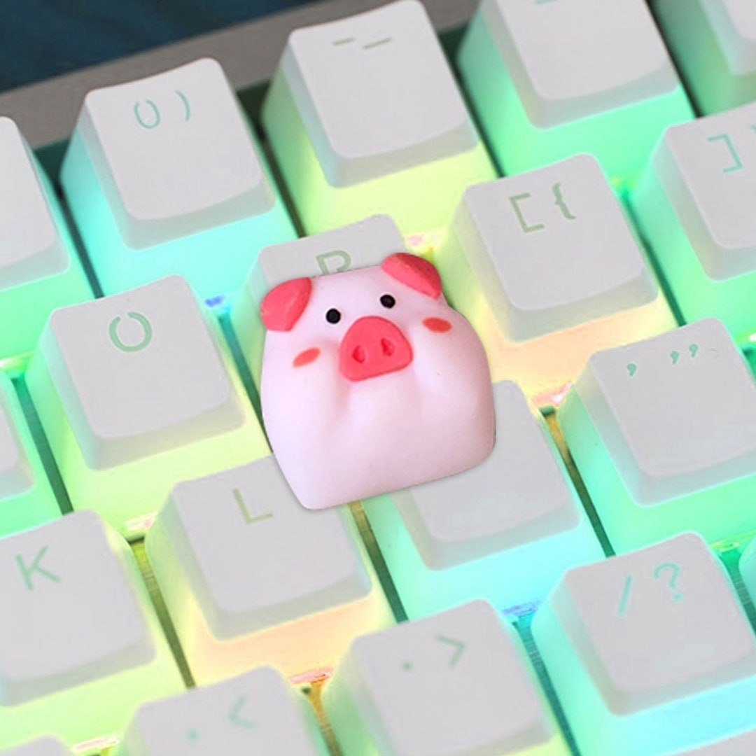 Cute Pig Keycap, Handmade Resin Artisan Cherry MX Keycap, Chubby Pig ...