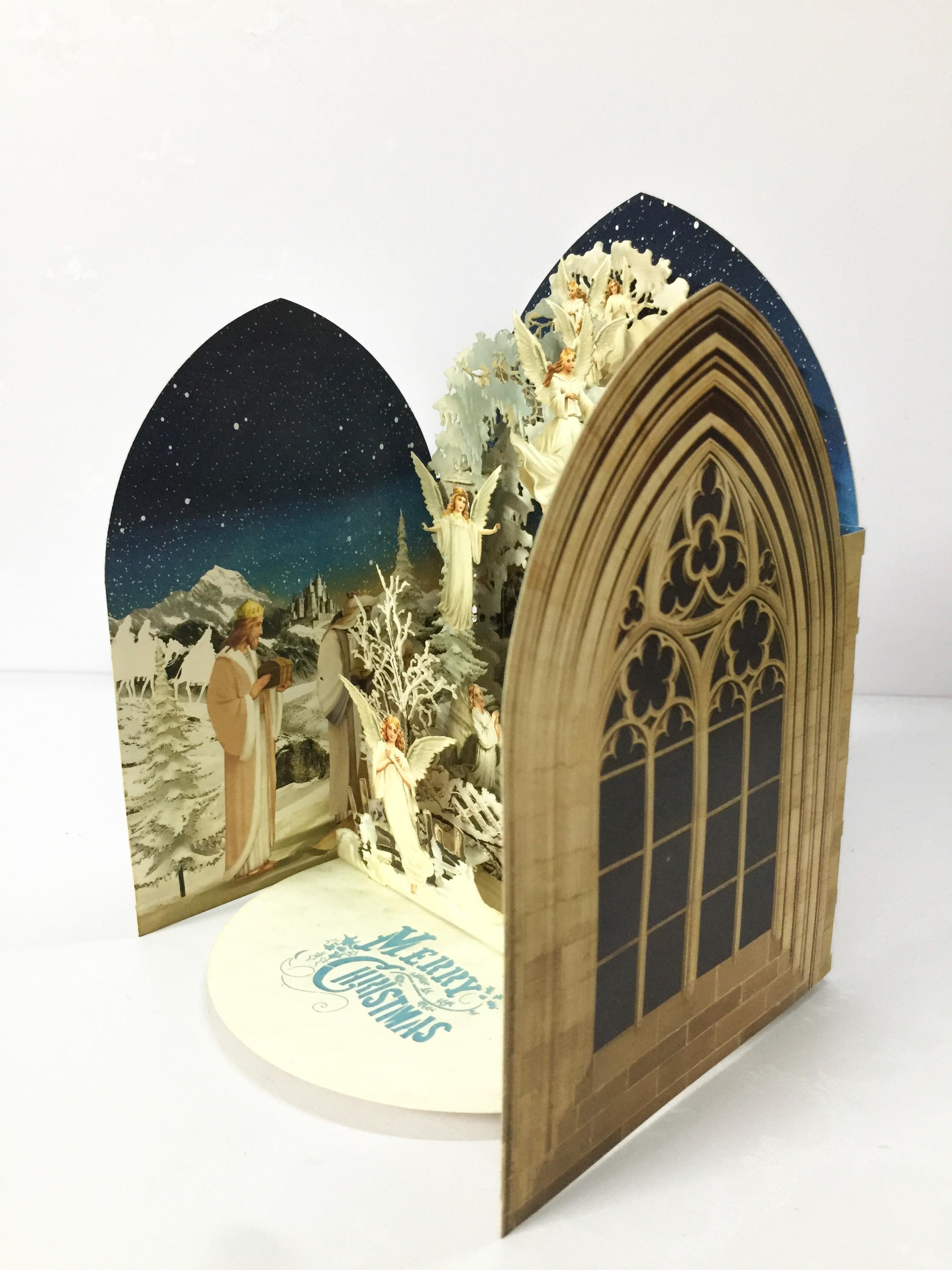 3D Pop-up Aurora Night Nativity Card, Handcrafted Winter Wonderland ...