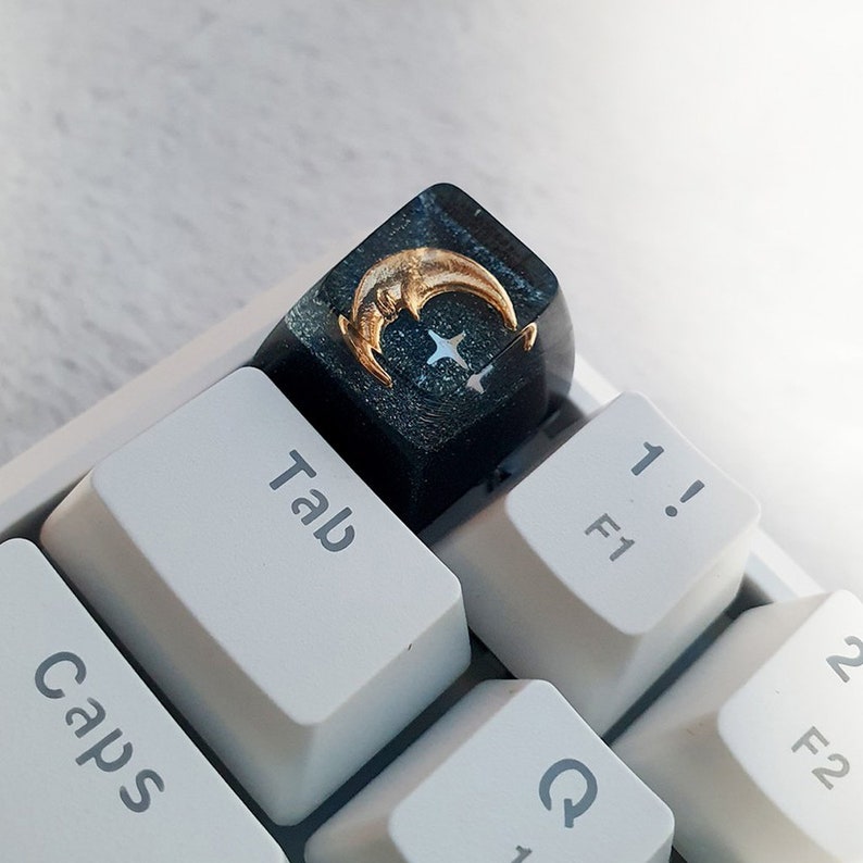Crescent Keycap, Handmade Artisan Keycap, Night Sky Keycap, Space ...