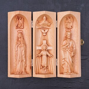 Holy Family Catholic Triptych of the Virgin Mary Jesus Christ St Joseph, Portable Altar Catholic ...