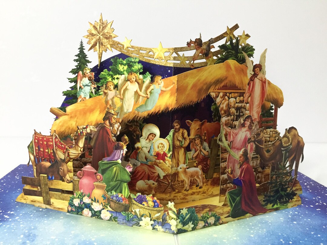 3D Pop up Christmas Card, Pop up Nativity Card, Handcrafted Holiday ...