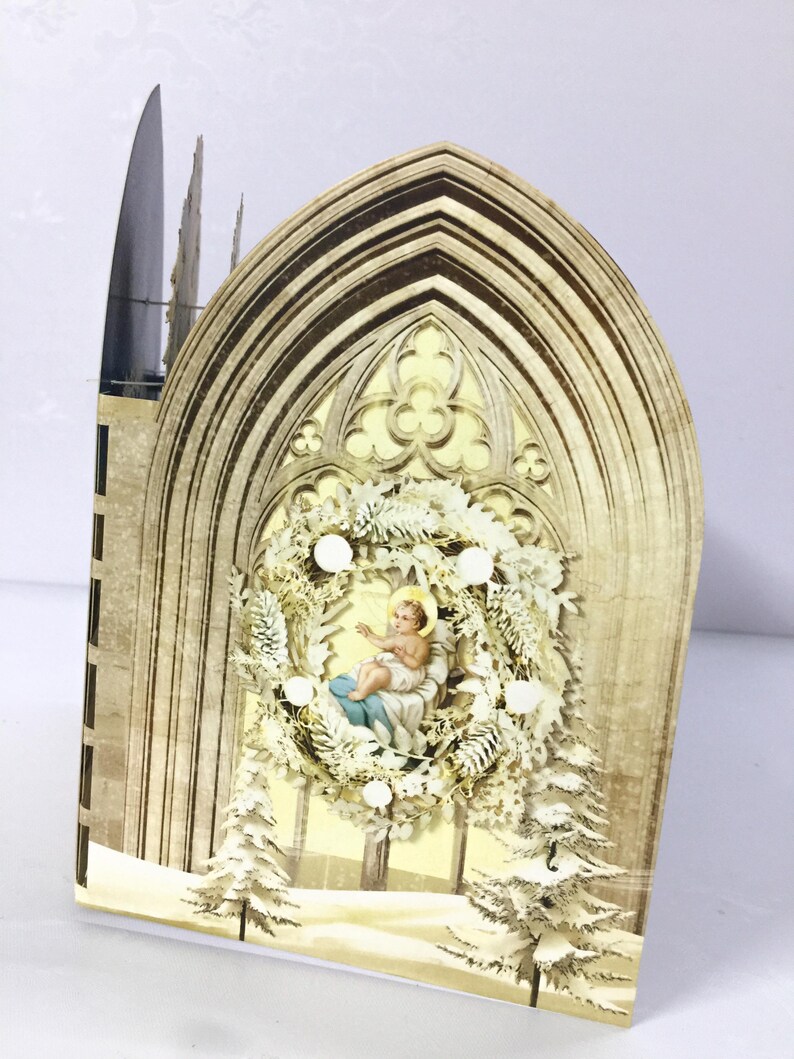 3D Pop-up Aurora Night Nativity Card, Handcrafted Winter Wonderland ...