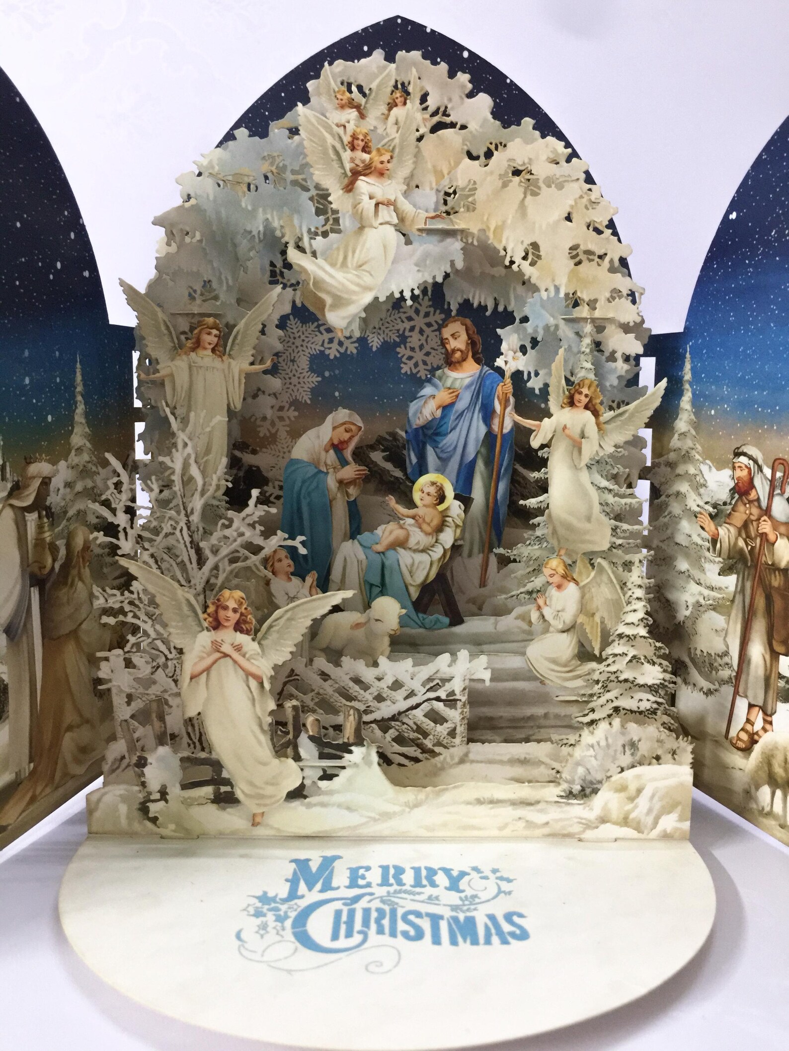 3D Pop-up Aurora Night Nativity Card, Handcrafted Winter Wonderland ...