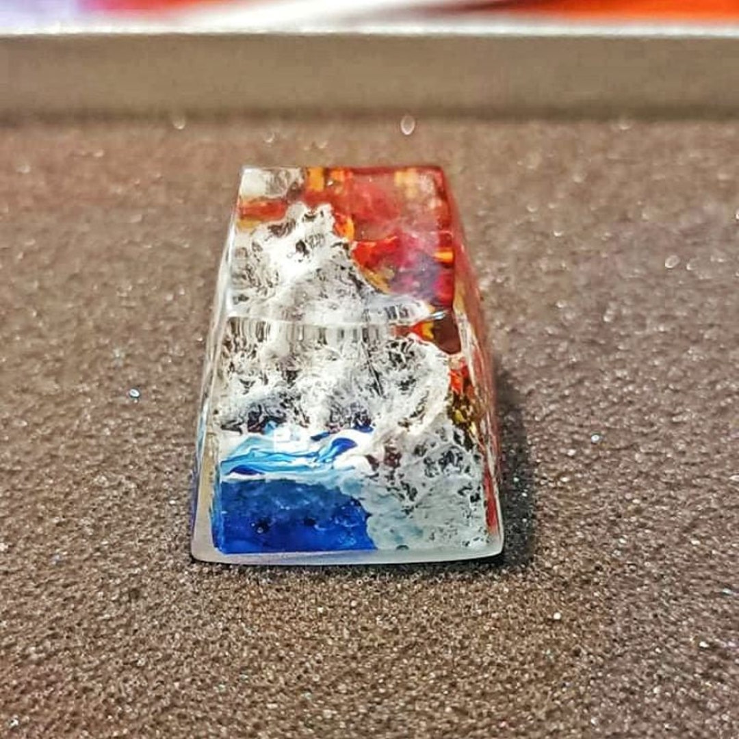 Snowy Volcano Mountain Keycap, Snow Mountain Artisan Keycap, Handmade ...