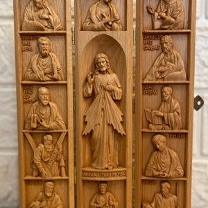 Holy Family Catholic Triptych of the Virgin Mary Jesus Christ St Joseph Handmade Portable Altar ...