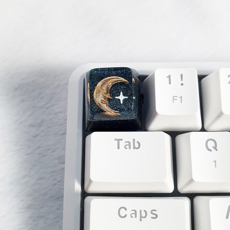 Crescent Keycap, Handmade Artisan Keycap, Night Sky Keycap, Space ...
