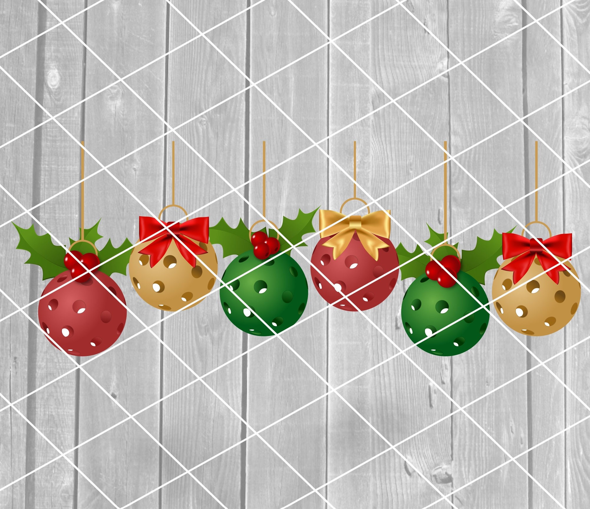 Christmas Pickleballs Clipart, Holiday Pickleball, Digital Download for ...