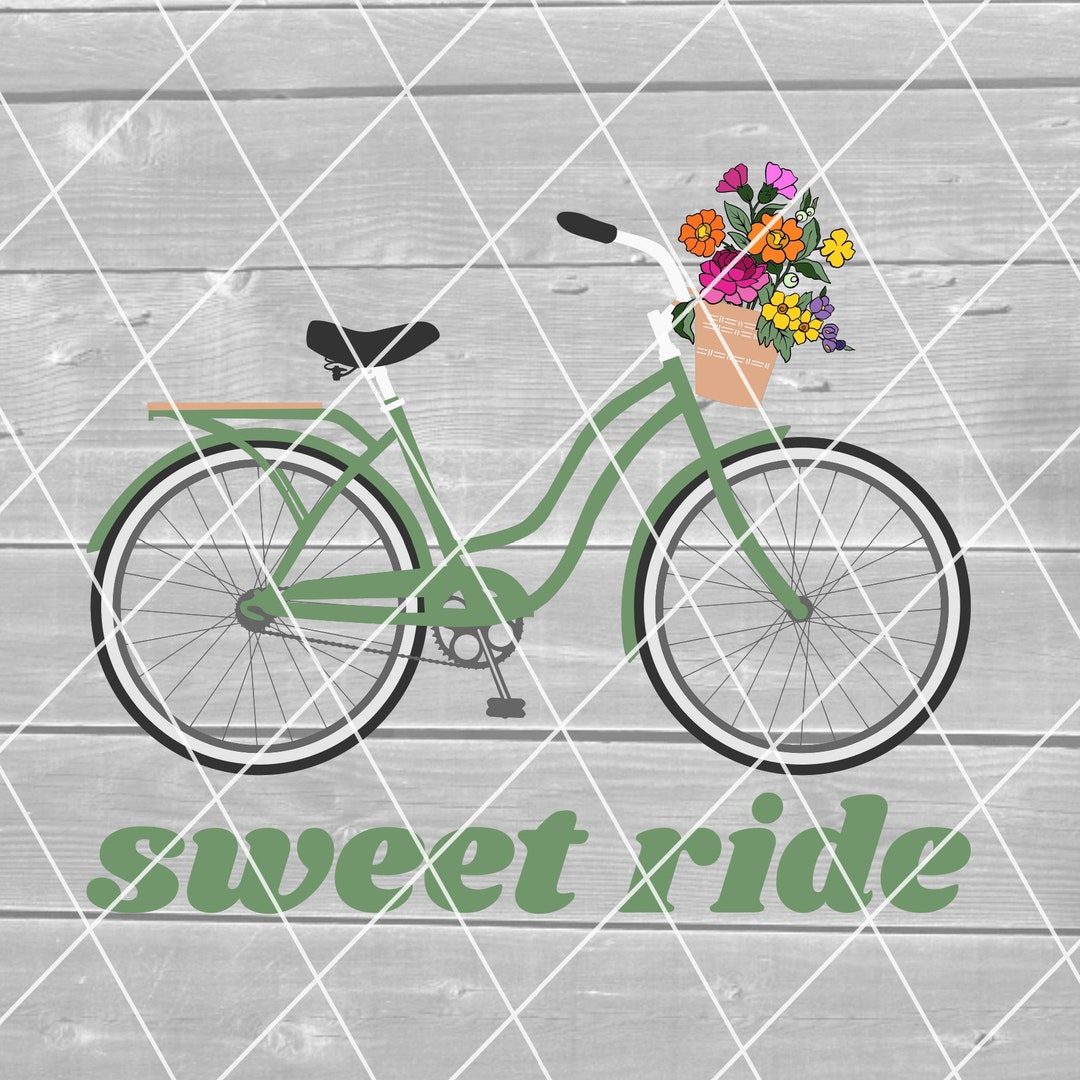 SVG - Cruiser Bike With Flowers, Sweet Ride, Bike Drawing, Sublimation ...