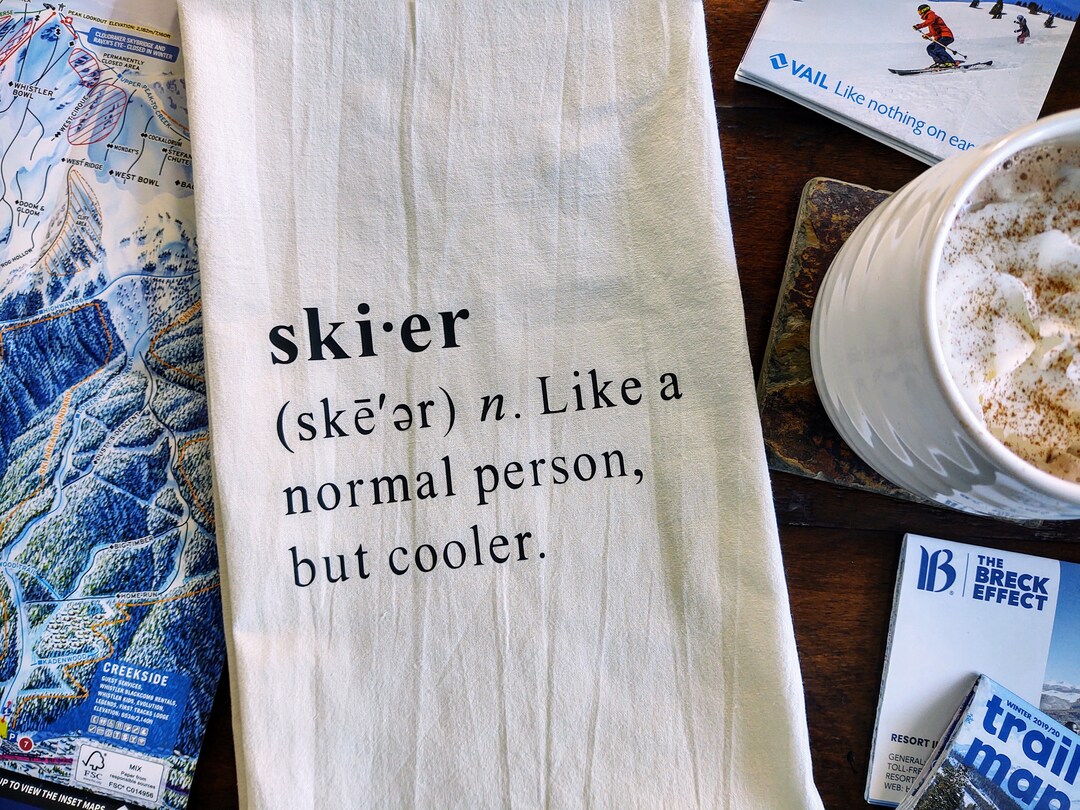 Kitchen Flour Sack Towel Ski Skier Skiing Funny Definition Dictionary ...