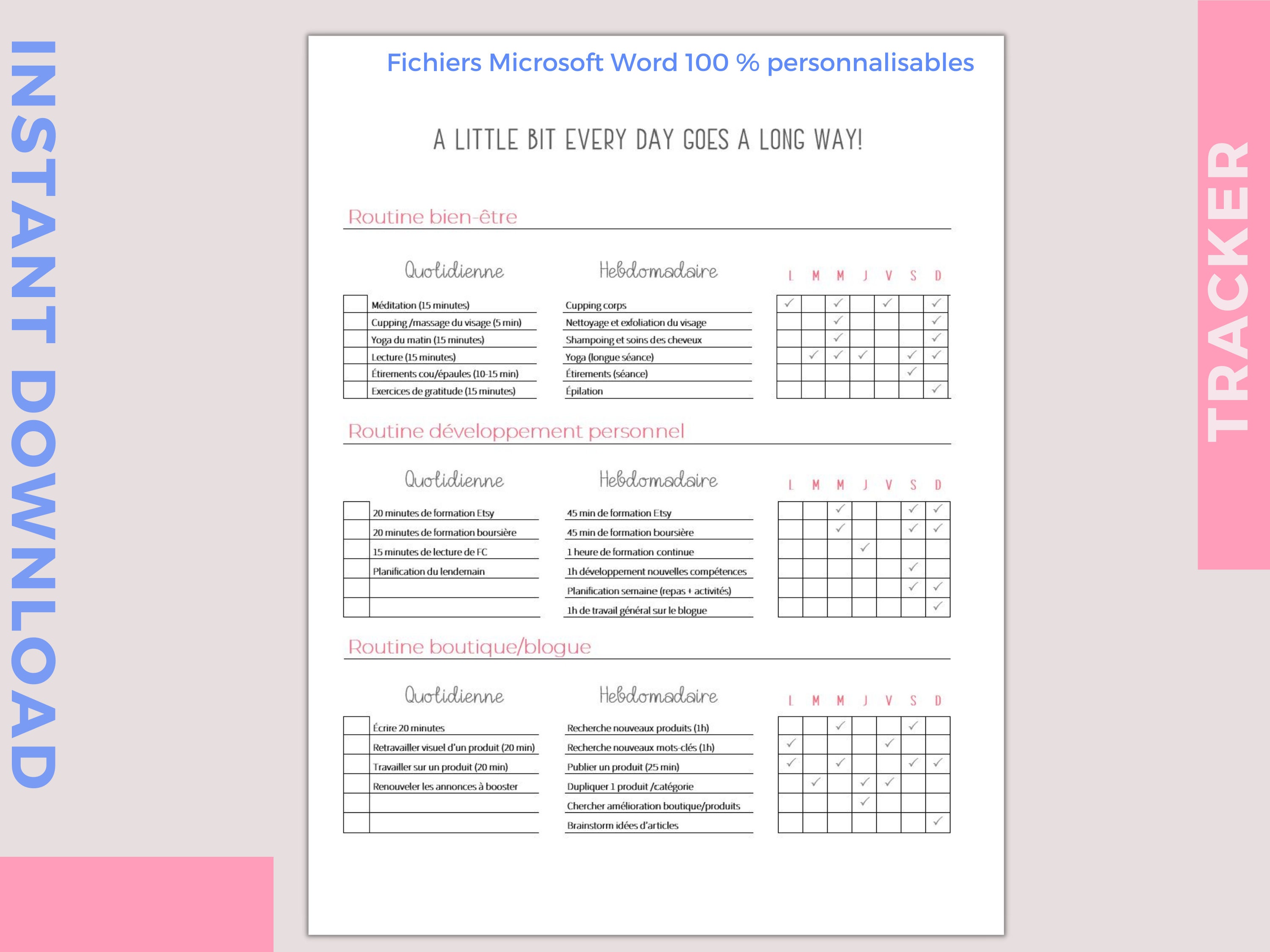 Editable, Tracker Template, Printable Weekly Tracker, Routine, Habit ...