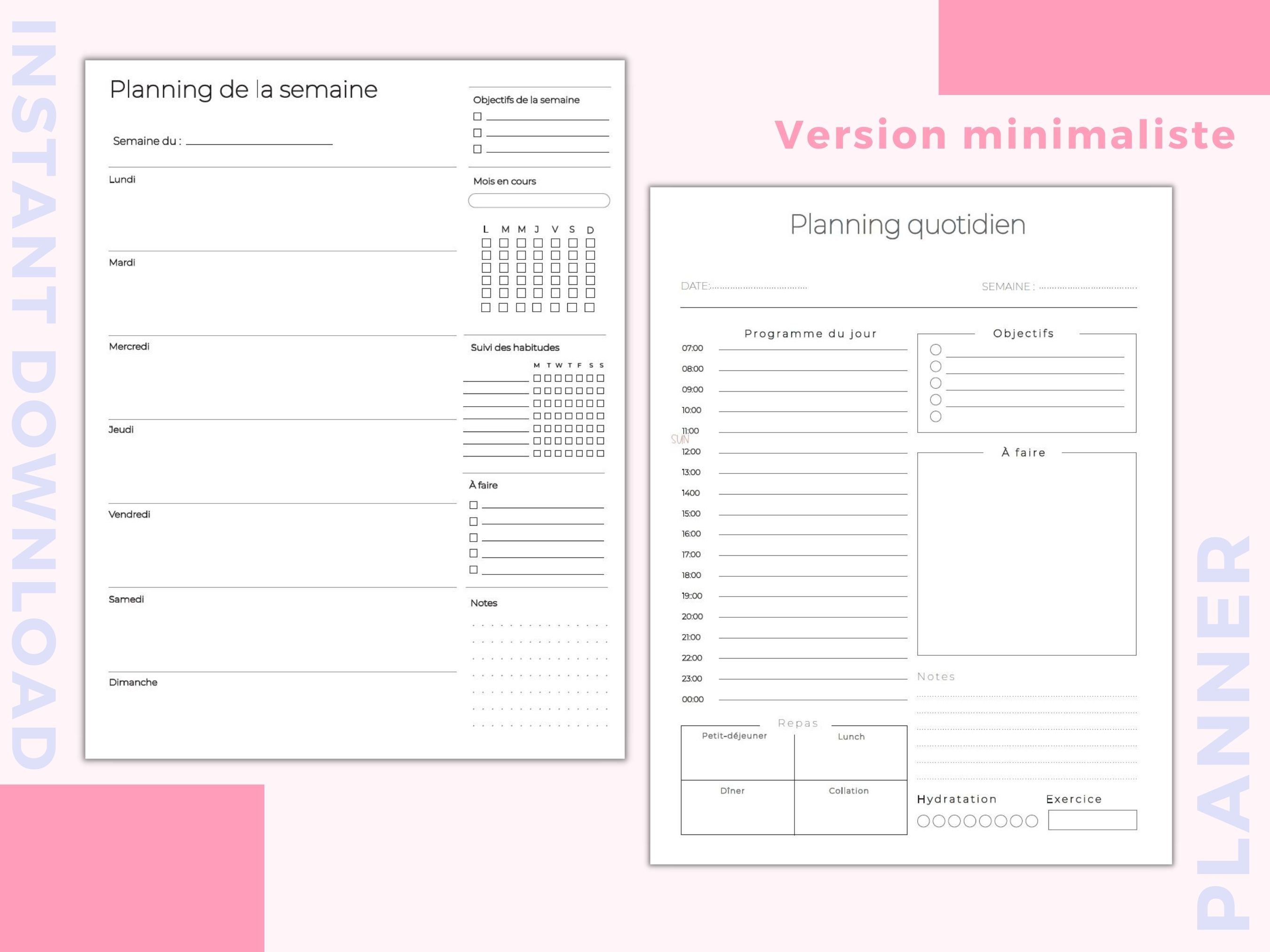 Printable Planner Weekly Schedule Template French Planner - Etsy