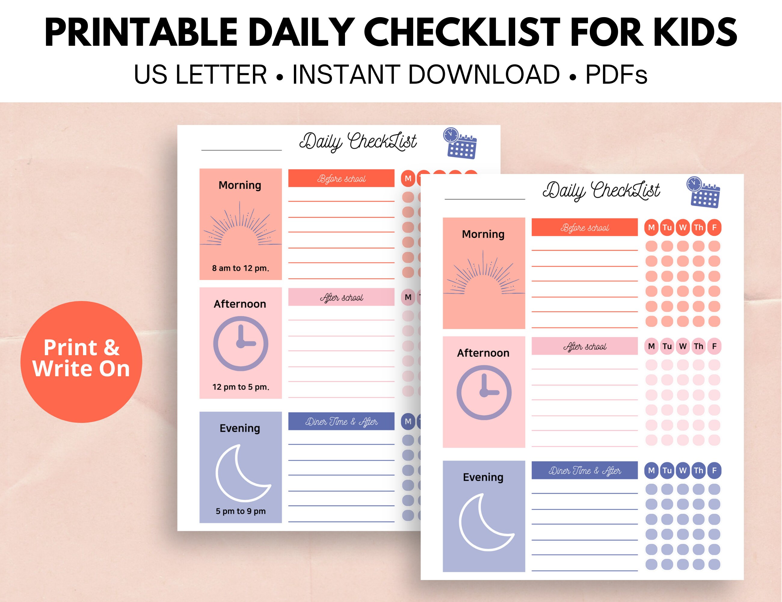 EDITABLE Kids Chore Chart | Kids Weekly Checklist | Responsibility ...