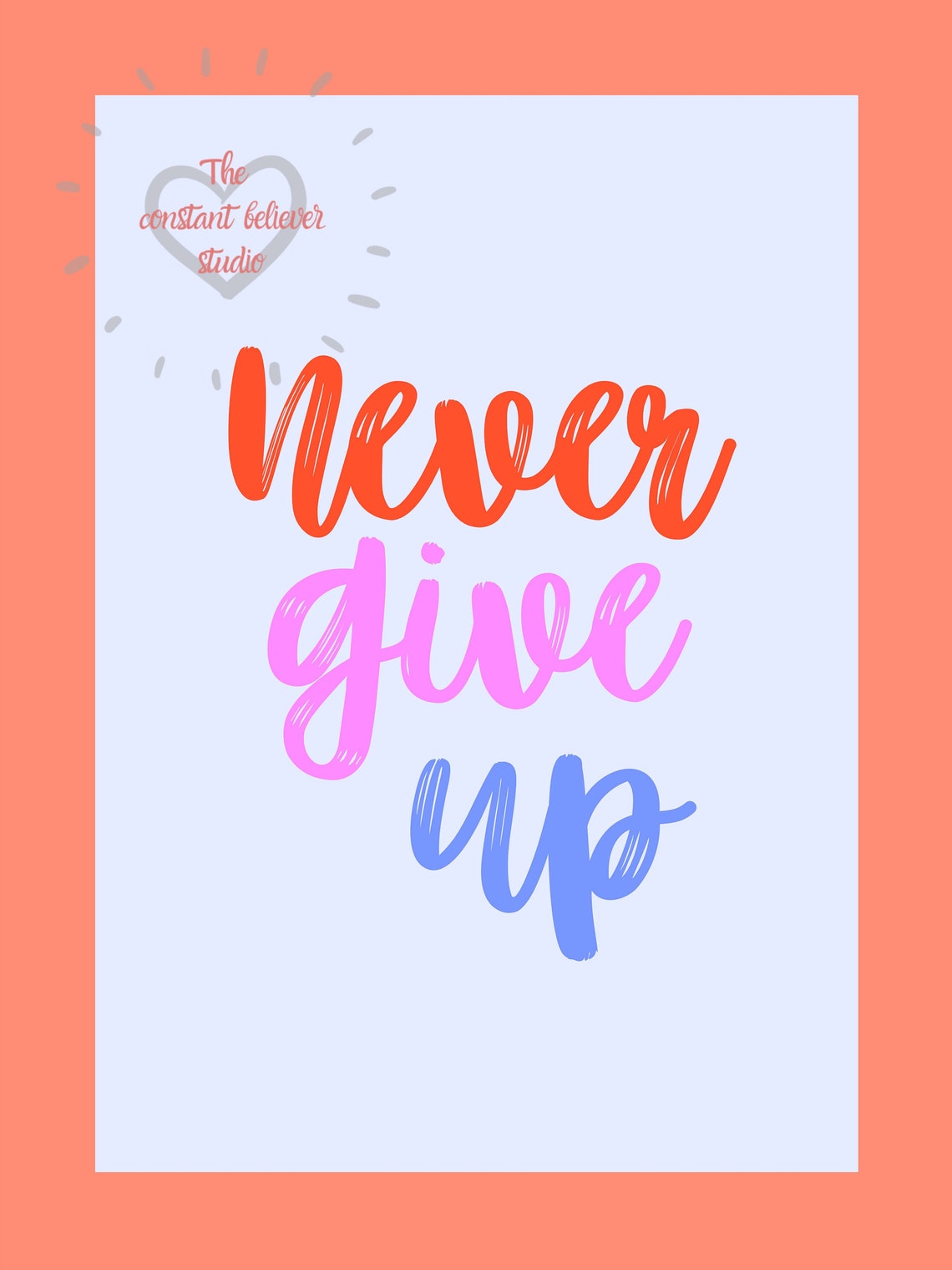 Printable Instant download Never give up Typography | Etsy