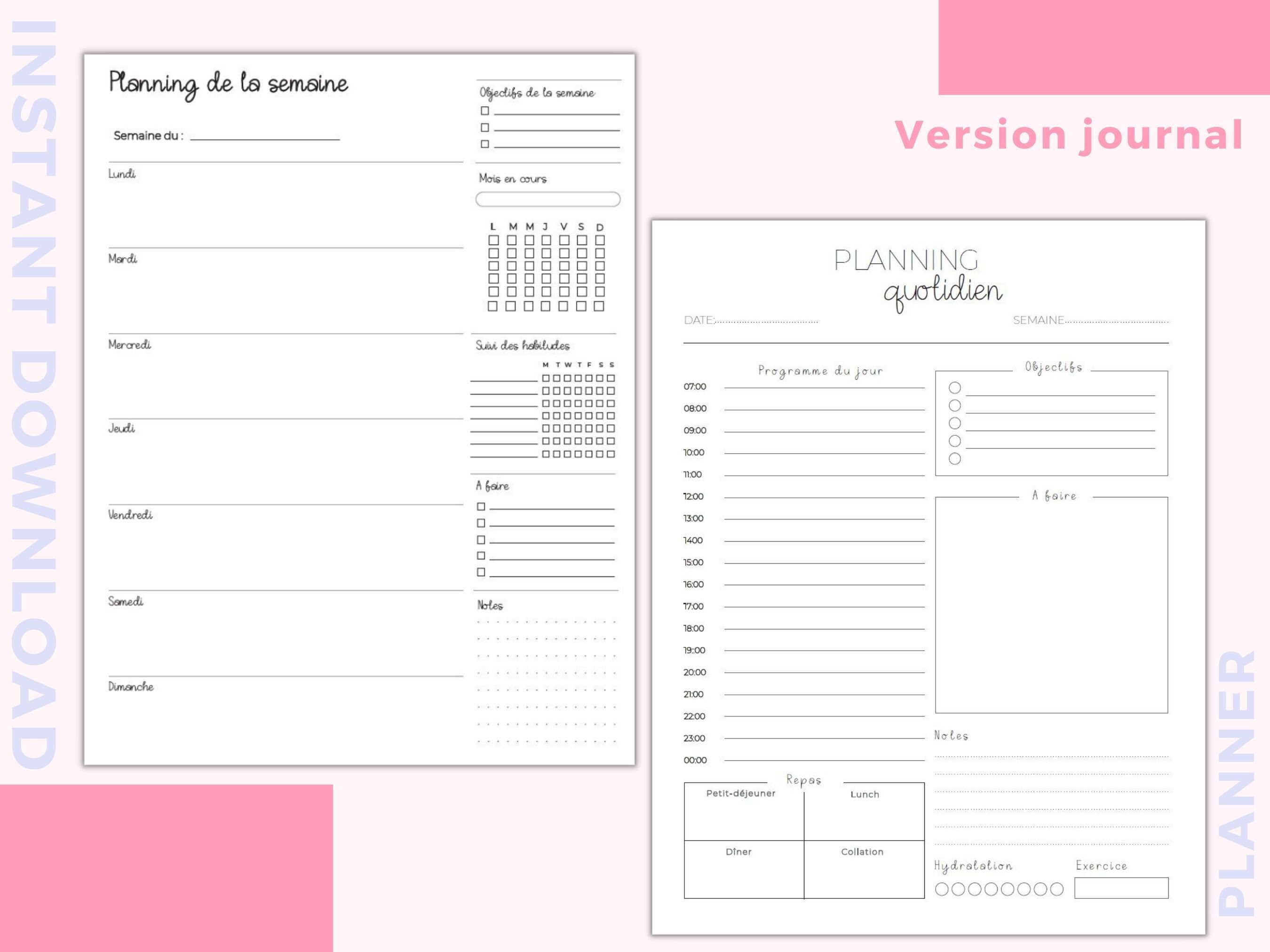 Printable Planner Weekly Schedule Template French Planner - Etsy